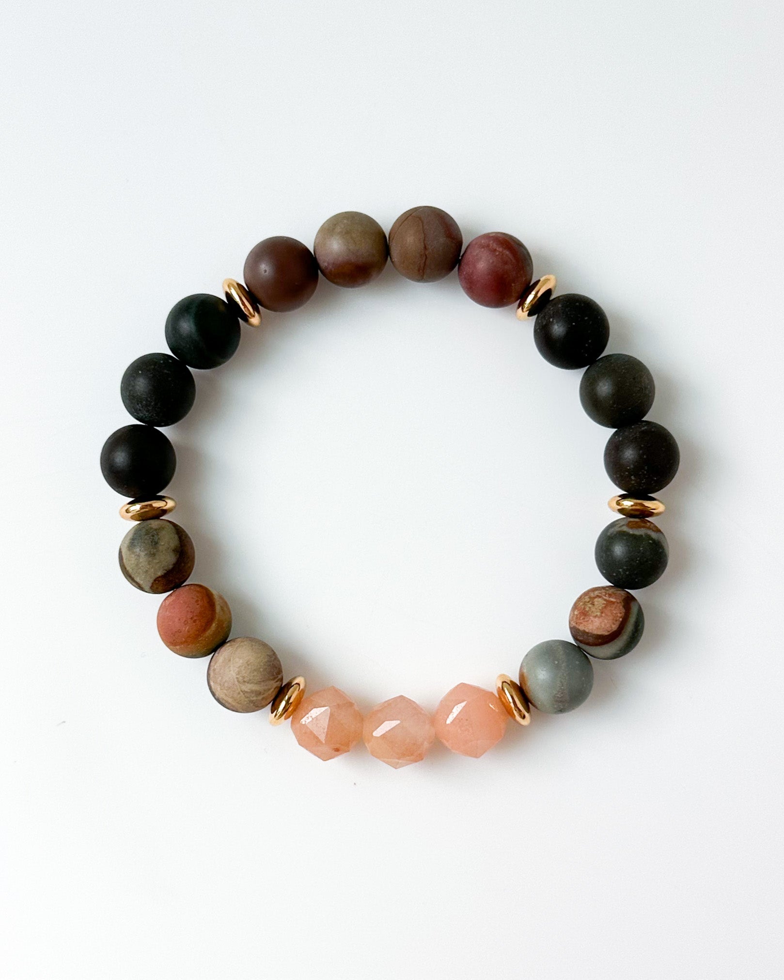 Polychrome Jasper · Peach Chalcedony Crystal Bracelet Grounded Glow – MeadowsCrystals