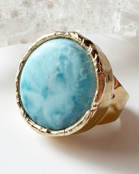 Larimar Full Moon 24K Gold Dipped Ring – MeadowsCrystals